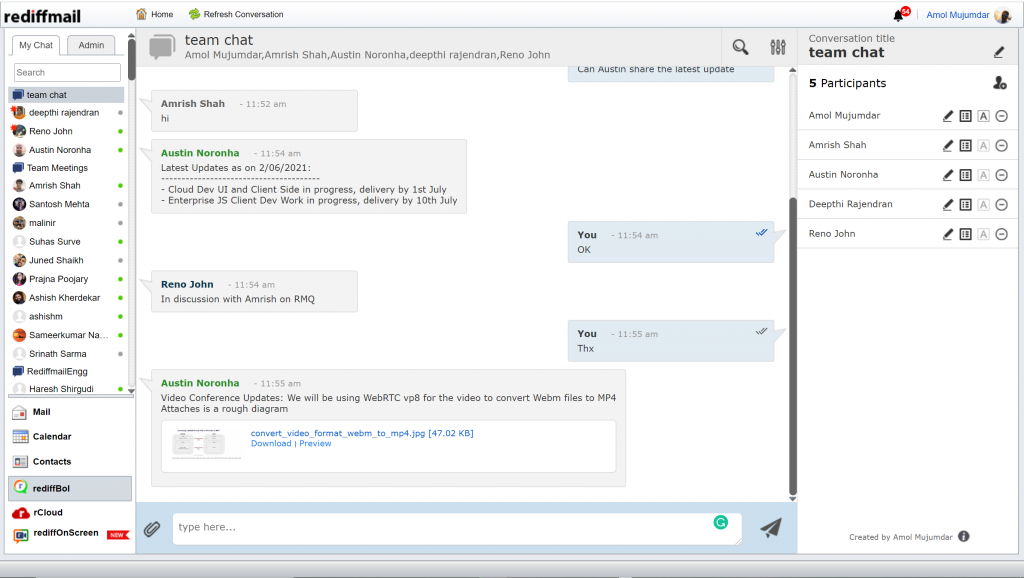 feature - Rediffmail for Work